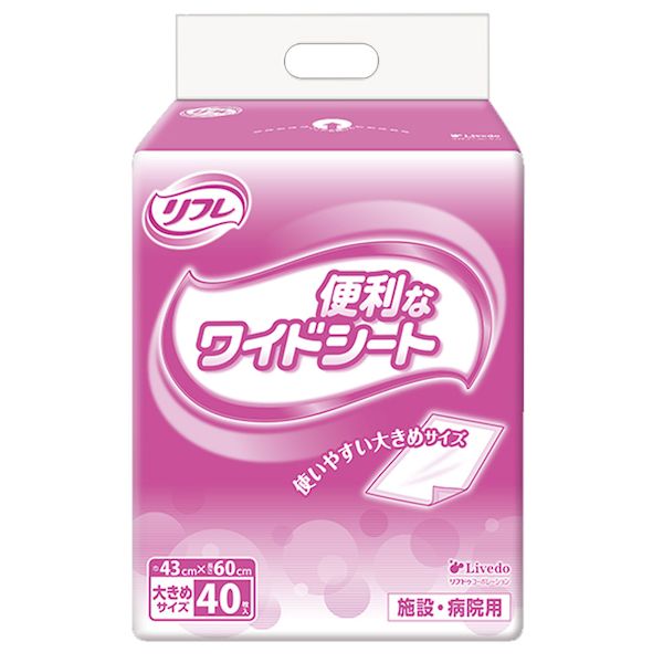 【商品説明】個装サイズ：250X280X200mm個装重量：約1588g内容量：40枚入製造国：日本【品名】シート【寸法】巾43cm×長さ60cm【素材】表面材：ポリオレフィン系不織布吸水材：綿状パルプ、吸水紙、高分子吸水材防水材：ポリオレ...