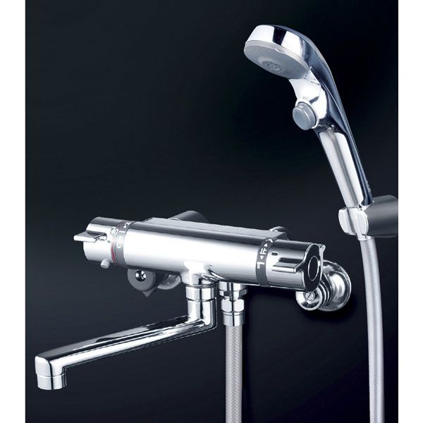 【商品説明】●サーモスタット式シャワー。●取付ねじ系:PJ1/2。●取付ピッチ:110〜210mm。●パイプ長さ:300mm。●シャワーホース長さ:1.6m。●箱サイズ:L=370mm，W=210mm，H=195mm。●仕様:シャワーヘッド...