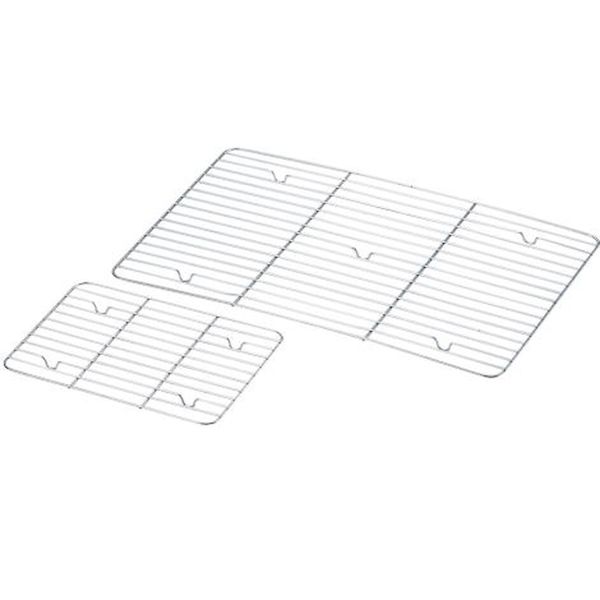 【商品説明】●角バット、浅型角バット専用網●下ごしらえ、水切り、油切りなど…バットと組み合わせることで、用途が広がります。●外寸：302×223×12mm●ピッチ：16mm●製品重量：170g●材質：SUS304(18-8ステンレス)