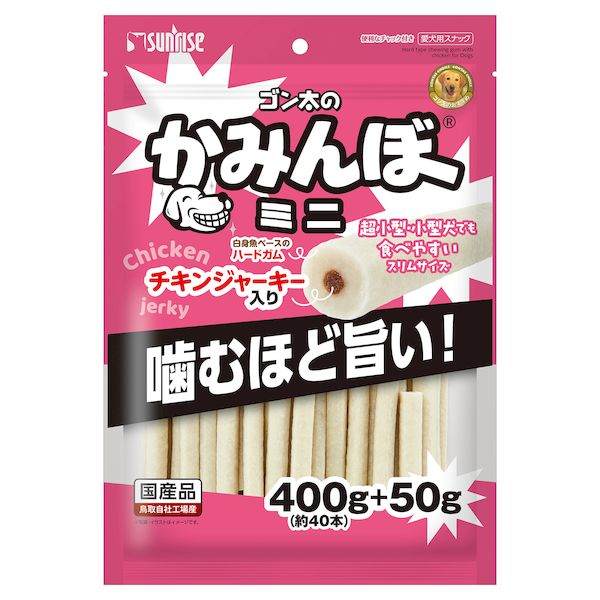 【商品説明】●かむほど旨い！お魚の香りとチキンの旨みがたまらないかみごたえがあるハードタイプガムです。●かむことでストレス解消、歯と歯ぐきの健康維持に役立ちます。●超小型・小型犬でも食べやすいスリムサイズ。●原材料：穀類(とうもろこし等)、...