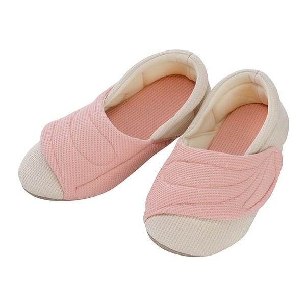 【商品説明】むくみや腫れがある時でもおしゃれにゆったりと●ワッフル素材で爽やかな履き心地です。足の状態に合せて、幅広ベルトで簡単に調節できます。中底に衝撃吸収素材（ピタフォーム）を採用。内側の甲部分にスリットを設け、より幅広い状態の足に対応...