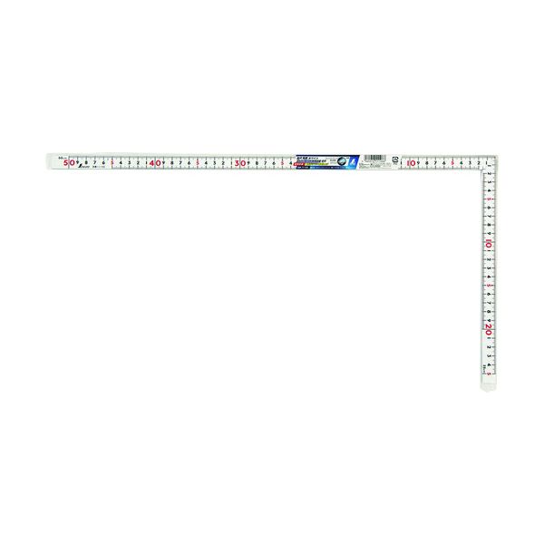 【商品説明】【特長】●白と黒のコントラスト見やすい目盛です。●角、竿ともに薄く平たくケガキやすいです。●焼き入れ加工により強度と適度な弾性を持たせています。【用途】●寸法測定、材料への墨付け、ケガキ作業に。【仕様】●長辺(mm)：520●短...