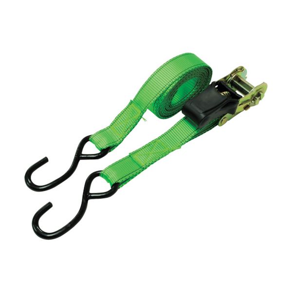【商品説明】【特長】●二輪車の積載や大型荷物の固定などに使用する、ラチェット式のタイダウンベルトです。●締め付けが強いラチェット式なので、しっかりと対象物を固定することができます。●先端のフックは、ラバーコーティングで対象物に傷を付けにくく...