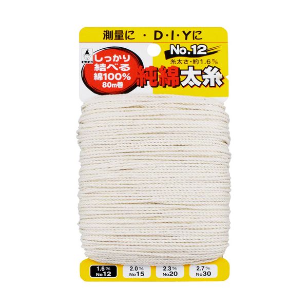 【商品説明】【特長】●国内加工品です。●一般工作から測量まで多用途に使えます。●非常に結びやすい糸です。●一般工作から測量まで多用途に使えます。【用途】●測量、一般工作用【仕様】●色：生成り色●糸長さ(m)：80●線径(mm)：約1.6●カ...