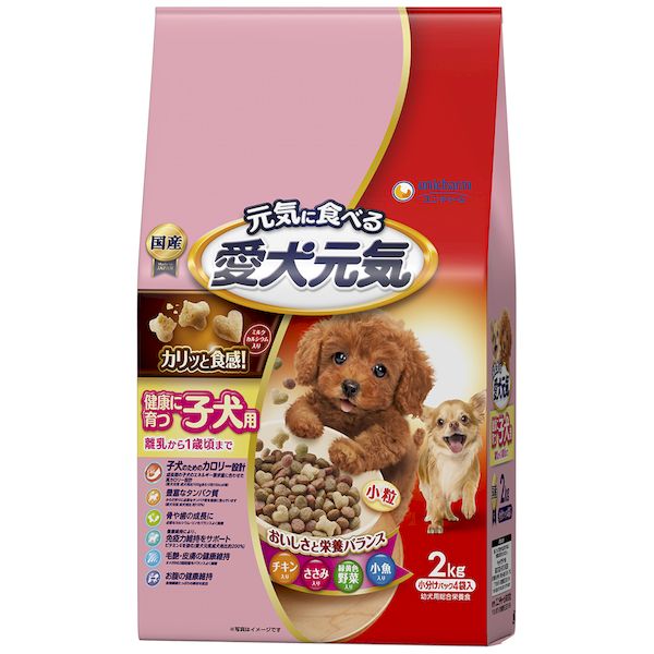 【商品説明】●離乳から1歳頃までの子犬に適した栄養バランス設計なので子犬が健康に育ちます。●成長期の子犬のエネルギー要求量に合わせた高カロリー設計(愛犬元気 成犬用比100gあたり約15kcal増)●からだ作りに必要なタンパク質を豊富に含ん...