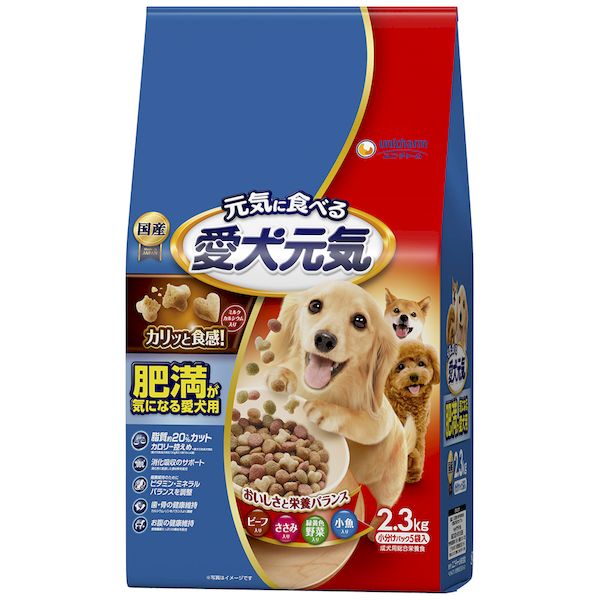 【商品説明】●肥満が気になる愛犬の健康を考えた栄養バランス。脂質約20％カット。カロリー控えめ(愛犬元気 成犬用比100gあたり約15％減)●消化性に配慮した原材料を配合。●体をつくり、健康を維持するのに欠かせないビタミン・ミネラルをバラン...