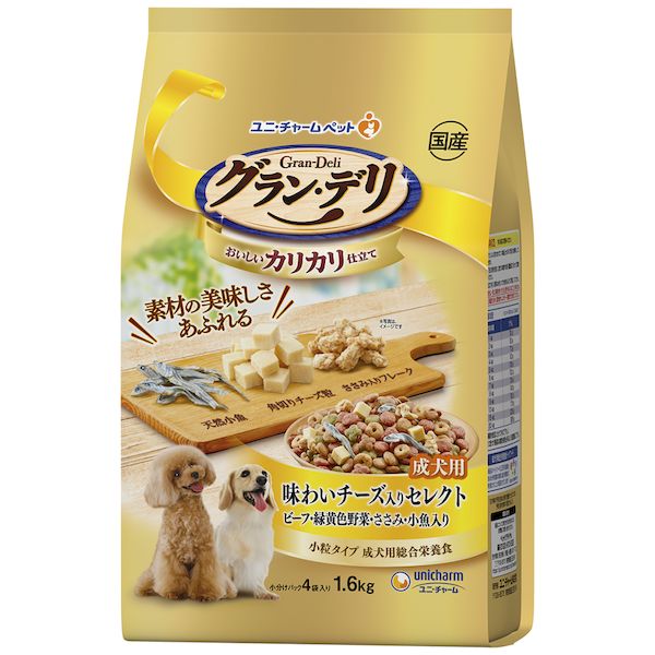 【商品説明】●愛犬が大好きな素材を豊富に使用しました。●グルメなワンちゃんにぴったりな美味しいドライフード●カリッと食感を楽しめる美味しいささみ入り粒たっぷり●カルシウムたっぷり厳選された国産小魚入り●愛犬が喜ぶ角切りチーズ粒入り●ささみ入...