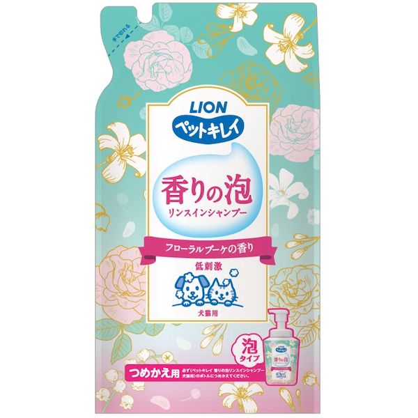 【商品説明】●やさしい香りに包まれながら、豊かな泡で心地よく洗える泡タイプのリンスインシャンプーです。●手早く洗えて、ふんわりなめらかな被毛に仕上げるきめの細かいクリーミィな泡で、肌への負担も少なく手軽にシャンプーできます。●汚れ、ニオイを...