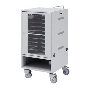 ●タブレットを一括で10台収納できる鍵付き保管庫です。(有効内寸：W444×D320×H55mm)●ボックス下部にはフリースペースがあり、無線LAN機器やマニュアルなどを置くことができます。また、嵩上げにより、ボックス下部のタブレットも取り...