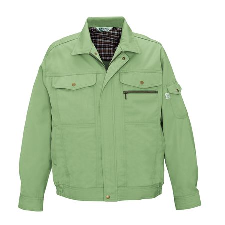 【商品説明】■素材：エコソフトツイル■ポリエステル65%　綿35%（再生ポリエステル65%使用）■エコ素材　静電気帯電防止素材■ソフトでハリのある風合い！■安心・安全のクラボウエコ素材、フロントファスナー、左胸ファスナーポケット付き、金属ボ...