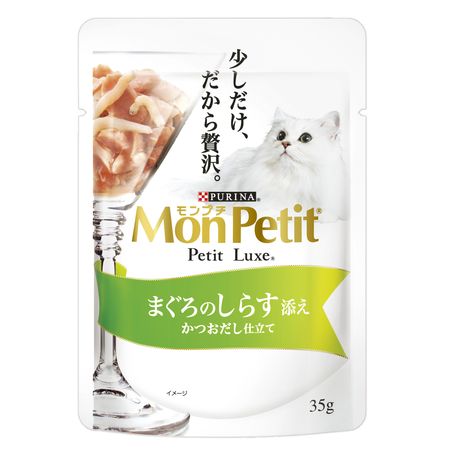 【商品説明】猫 フード ウェット パウチ レトルト モンプチ■厳選されたまぐろにしらすを添え、海の幸の美味しさたっぷりの「かつおだし」と一緒にぎゅっとつめこんだ贅沢なメニュー。■原材料：魚介類(かつお、まぐろ、しらす、フィッシュエキス)、調...