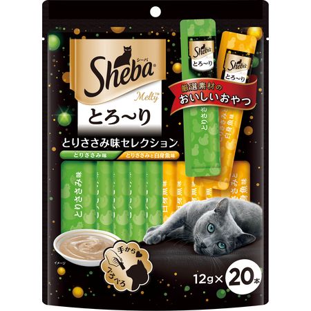 【商品説明】猫 おやつ 間食 レトルト パウチ シーバ しーば トッピング■猫ちゃんが手からでも舐めやすい、贅沢なおいしさの“とろ〜り”おやつ。■人気のとりささみ味セレクションの大容量タイプ。■原材料：肉類(鶏肉、ささみ等)、魚類(かつお、...