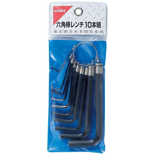 【商品説明】●規格：10本組●六角穴付ボルト・六角穴付き止めネジなどの締め付け、緩め作業に●製品重量 (g)：0●パッケージサイズ (W)×(H)×(D)mm：82 × 217 × 12●パッケージ重量 (g)：263●特徴：機械・電気部品...