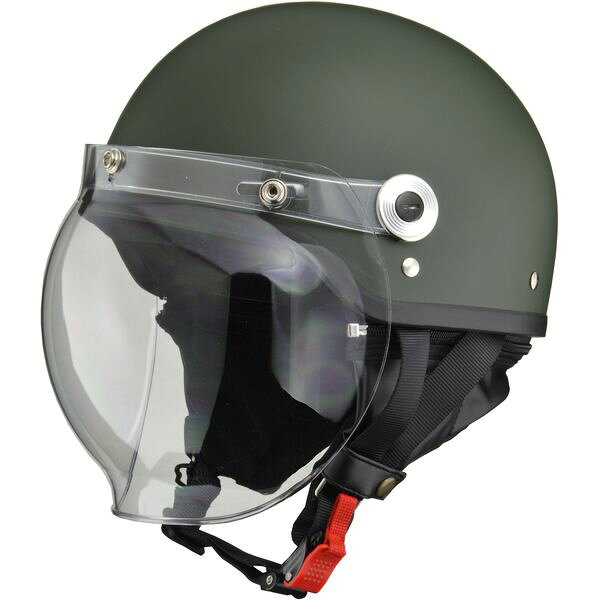 【商品説明】ハーフヘルメットに開閉式バブルシールドを装備したモデル。 脱着式イヤーカバーや便利なワンタッチバックルを装備。 また、カラーが豊富な専用オプションシールドもご用意。 ●シールド： 開閉式バブルシールドは、ハードコート、UVカット...