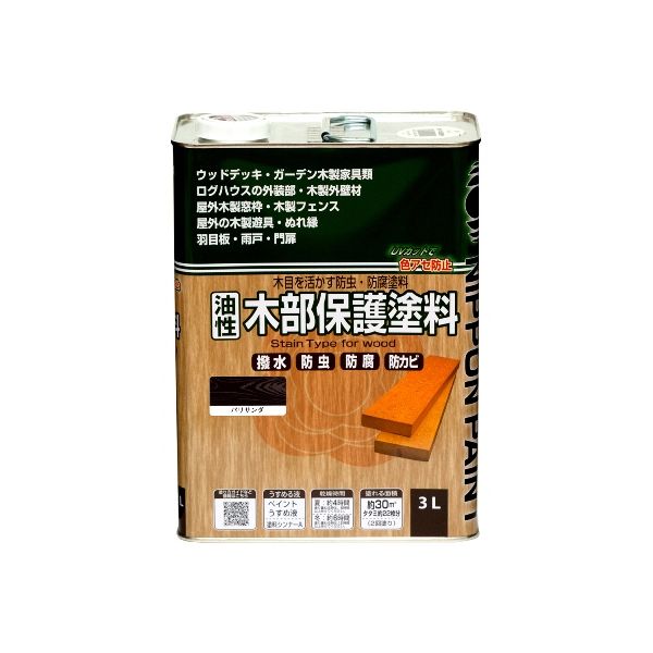 【商品説明】木部保護塗料 木目を生かす防虫・防腐塗料 屋外木部用●木材の防虫・防腐・防かび・防藻効果に優れ、撥水効果もあるので木材を長期間保護します。●木材に深く浸透して通気性を保ち、木材の耐久性を高めます。●木目を生かした半透明仕上げがで...