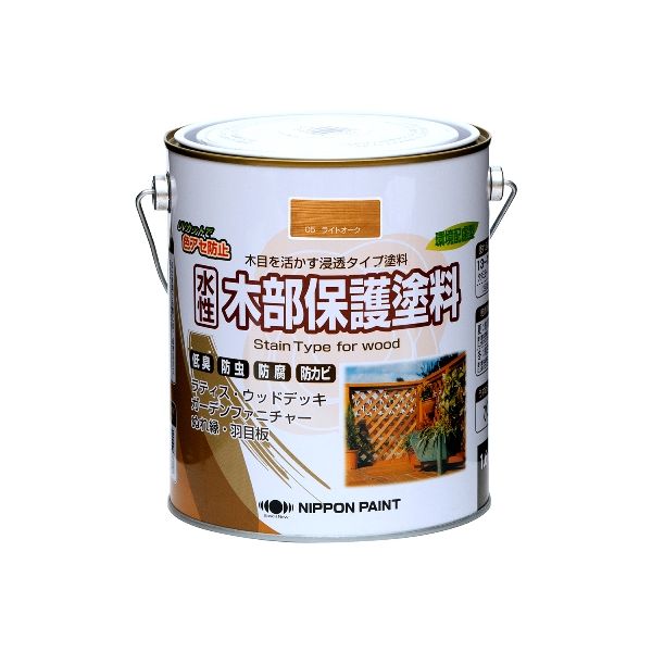 【商品説明】水性木部保護塗料 木目を生かす浸透タイプ 紫外線吸収剤●水性タイプなので、初めての方にも手軽に塗装できる木部保護塗料です。●木材の防虫・防腐・防かび効果に優れ、木材に浸透して木の腐蝕を防ぎます。●木目を生かした半透明仕上げができ...