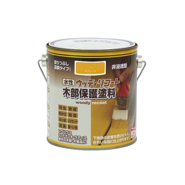 【商品説明】水性木部保護塗料 非浸透タイプ 塗りつぶしが可能●非浸透型ですので、下地色の影響を受けにくく、きれいな色に仕上がります。●隠ぺい効果が高く、塗り替えに最適な低臭の水性木部保護塗料です。●木材の防虫・防腐・防かび・防藻効果に優れ、...