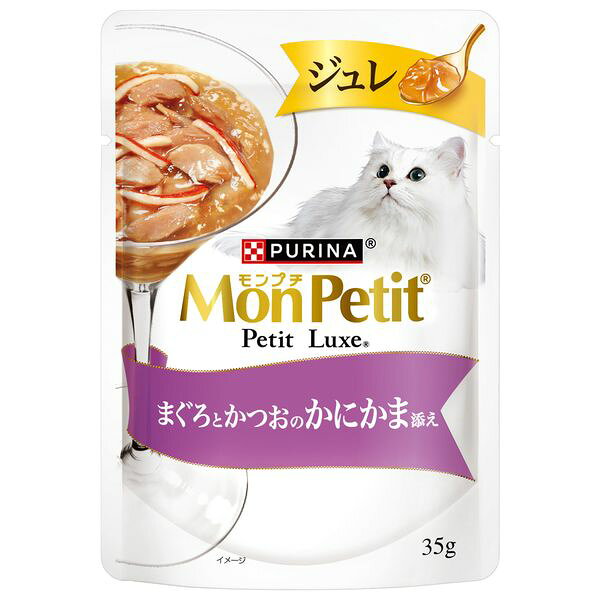 【商品説明】●厳選されたまぐろ・かつおにかにかまを添え、お魚の旨みたっぷりのジュレと一緒に味わう贅沢な美味しさ。●ジュレの滑らかな質感が猫の食欲を刺激します。●いつもの食事やおやつ、ご褒美にも。●原材料：魚介類(かつお、まぐろ、かにかま、フ...