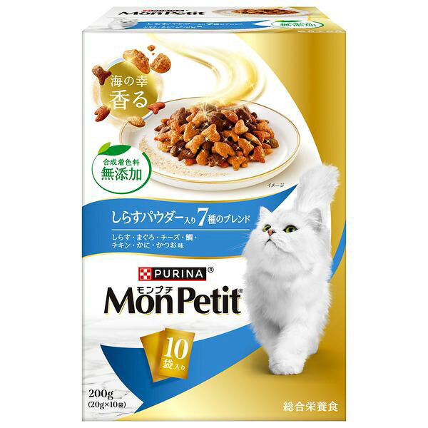 【商品説明】●厳選したしらすパウダー、海の味わいのまぐろとかつお、淡白な味わいの鯛とチキン、味わい深いチーズとかに。7種の海と大地の食材を贅沢にブレンド。●合成着色料、無添加。●原材料：穀類(とうもろこし、とうもろこしたんぱく、小麦、米等)...