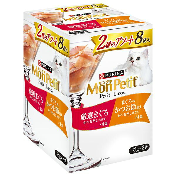 【商品説明】●2種類の人気フレーバーを詰め合わせたアソートパック。●原材料：【厳選まぐろ】魚介類(かつお、まぐろ、フィッシュエキス)、調味料、増粘安定剤(加工でんぷん、増粘多糖類)、カラメル色素、ビタミンE【まぐろのかつお節添え】魚介類(か...
