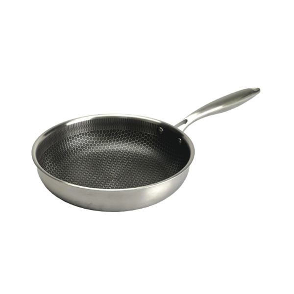 【商品説明】お手入れ簡単、丈夫なハニカム構造、ふっ素コーティングのフライパンです。油を使わなくてもくっつかないのでヘルシーな料理ができます。金属のキッチンツールやスチールウールも使用できます。【材質】●本体：3層鋼 ステンレス鋼(クロム18...