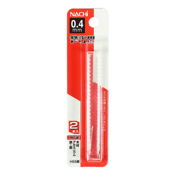 【商品説明】●広い用途で使える汎用ドリルです ●穴径（mm）：0.4 ●軸径（mm）：0.4丸軸 ●タイプ：鉄工用 ●適応材：鉄・銅・アルミ・プラスチック・木材 ●付属品：収納ケース付属品：収納ケース