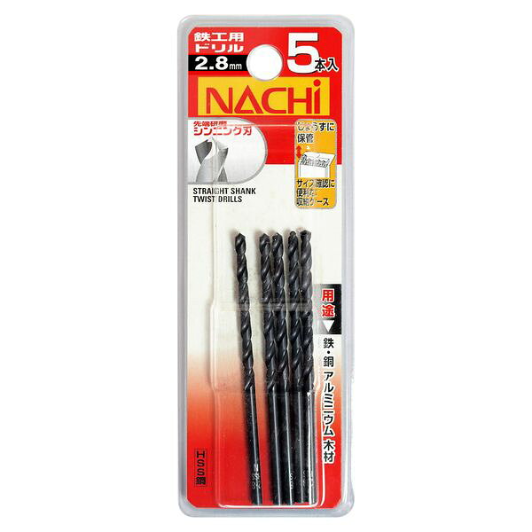 【商品説明】●シンニング付きですべりにくく喰い付きがよく、軽い力でぐいぐい入る ●ドリルの寿命がUP ●穴径（mm）：2.8 ●軸径（mm）：2.8丸軸 ●タイプ：鉄工用 ●仕様：先端研磨シンニング刃 ●適応材：鉄・銅・アルミ・プラスチック・木材