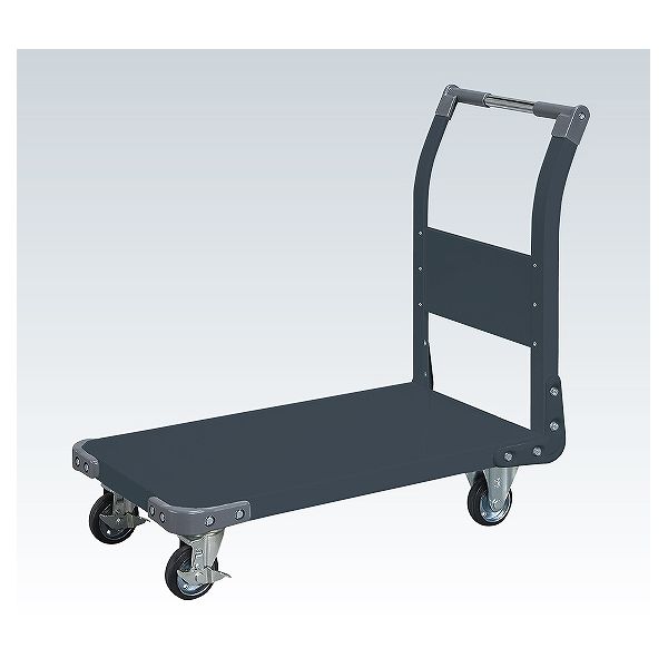 サカエ072-895-0200【商品説明】粉体塗装のため荷台面に傷が付きにくい台車です。●外寸：W855×D480×H855mm●均等積載荷重：300kg●荷台寸法：W800×D450mm●質量：25kg●カラー：ダークグレー●キャスター：...