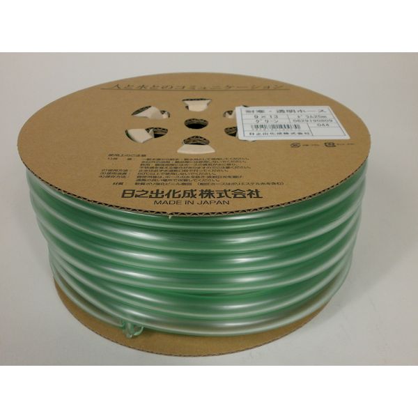 【商品説明】流体の透視しやすい透明ホースで特殊配合の高重合塩化ビニル樹脂を使用している為、従来の透明ホース比較して、超耐寒性（脆化温度-50℃）と優れた弾力性、柔軟性を備え折れにくく狭細部への取付、配管に最適です。カラー：グリーン透明類似商...