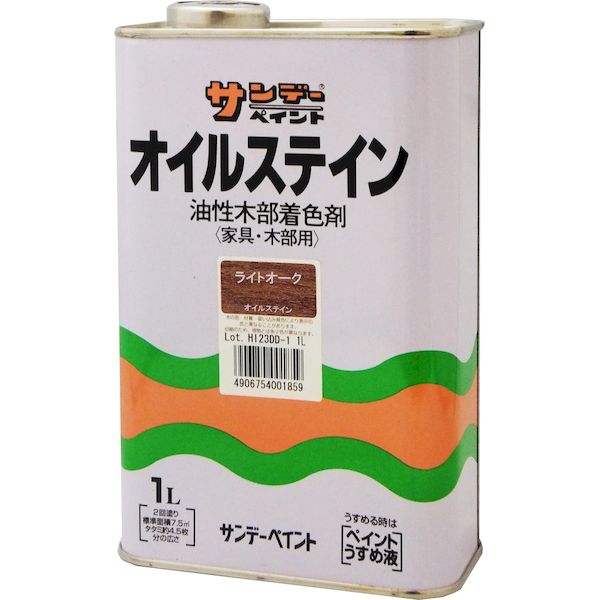 【商品説明】●縦（mm）：65●横（mm）：120●高さ（mm）：195●重量（kg）：約1.0用途●家具、建具、木工品の着色　木製ドア、柱、窓ワク、キャビネット、本棚、工作品など特長●塗りやすく、しかも乾きが速い。●木目を生かして美しく着...