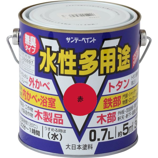【商品説明】●縦（mm）：120Φ●高さ（mm）：120●重量（kg）：約1.0用途●鉄部、木部、トタン特長●強力さび止め剤、かび止め剤を配合。●落ちついたつやに仕上がります。●乾燥が速く、いやな臭いもおさえてあります。●屋内外のいろいろな...