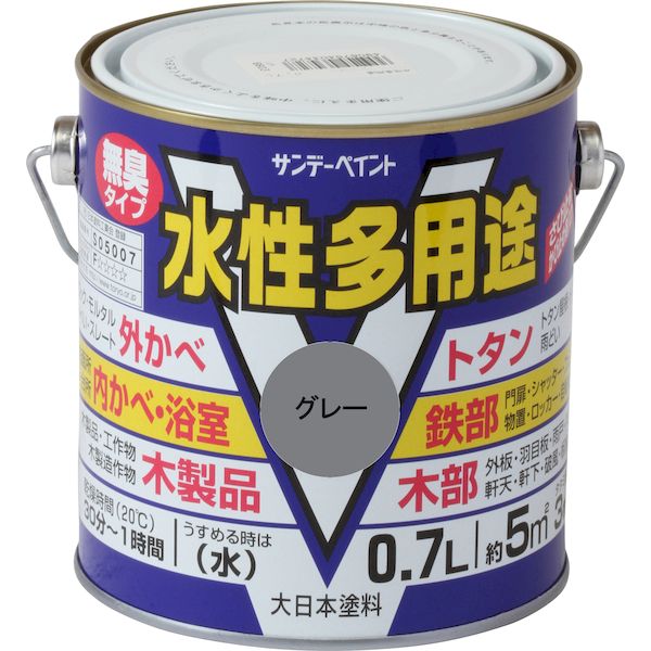 【商品説明】●縦（mm）：120Φ●高さ（mm）：120●重量（kg）：約1.0用途●鉄部、木部、トタン特長●強力さび止め剤、かび止め剤を配合。●落ちついたつやに仕上がります。●乾燥が速く、いやな臭いもおさえてあります。●屋内外のいろいろな...