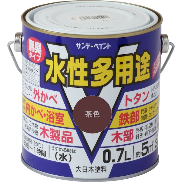 【商品説明】●縦（mm）：120Φ●高さ（mm）：120●重量（kg）：約1.0用途●鉄部、木部、トタン特長●強力さび止め剤、かび止め剤を配合。●落ちついたつやに仕上がります。●乾燥が速く、いやな臭いもおさえてあります。●屋内外のいろいろな...