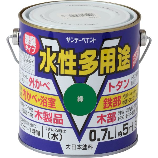 【商品説明】●縦（mm）：120Φ●高さ（mm）：120●重量（kg）：約1.0用途●鉄部、木部、トタン特長●強力さび止め剤、かび止め剤を配合。●落ちついたつやに仕上がります。●乾燥が速く、いやな臭いもおさえてあります。●屋内外のいろいろな...