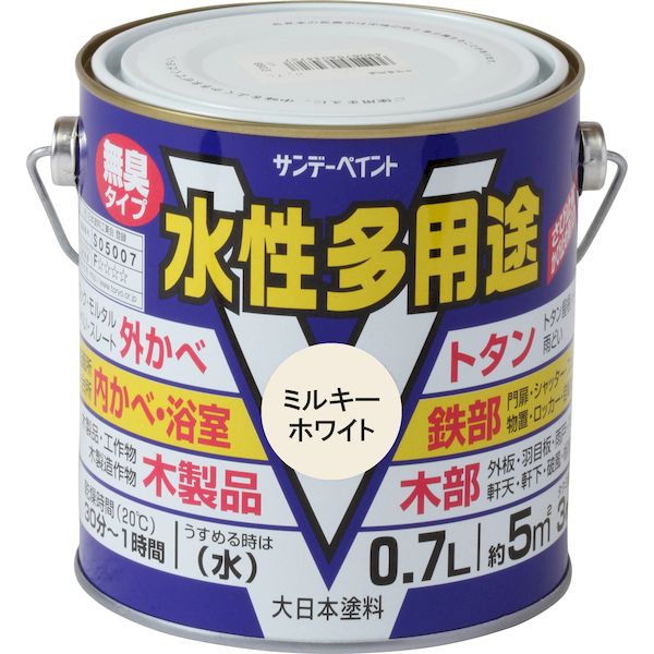 【商品説明】●縦（mm）：120Φ●高さ（mm）：120●重量（kg）：約1.0用途●鉄部、木部、トタン特長●強力さび止め剤、かび止め剤を配合。●落ちついたつやに仕上がります。●乾燥が速く、いやな臭いもおさえてあります。●屋内外のいろいろな...