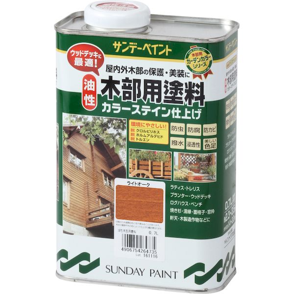 【商品説明】●縦（mm）：65●横（mm）：120●高さ（mm）：195●重量（g）：約747用途●屋内外木部の防虫・防かび・防腐カラーステイン仕上げログハウス、ウッドデッキ、ラティス、トレリス、プランターなどのガーデニング用木材、焼き杉、...
