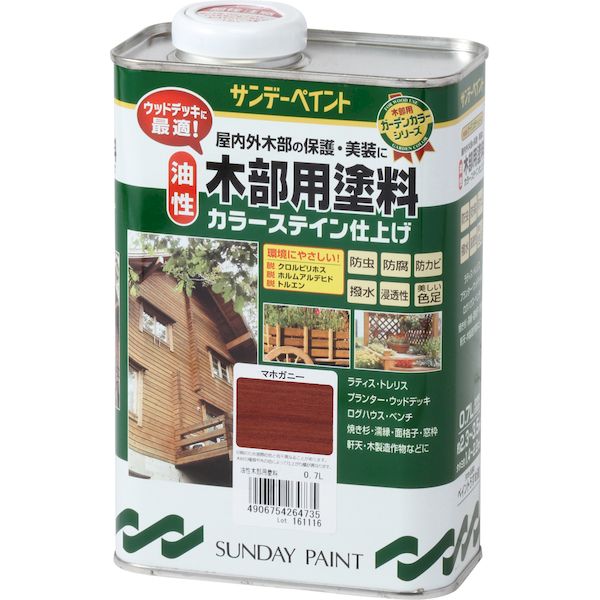 【商品説明】●縦（mm）：65●横（mm）：120●高さ（mm）：195●重量（g）：約747用途●屋内外木部の防虫・防かび・防腐カラーステイン仕上げログハウス、ウッドデッキ、ラティス、トレリス、プランターなどのガーデニング用木材、焼き杉、...