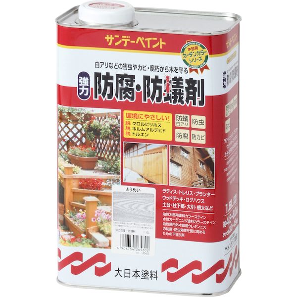 【商品説明】●縦（mm）：82●横（mm）：146●高さ（mm）：214●重量（kg）：約1.5用途●屋内外木部のシロアリ防除・防虫・防かび・防腐処理剤木造住宅、ログハウス、ウッドデッキなどの土台・柱下部・大引・根太およびラティス、トレリス...