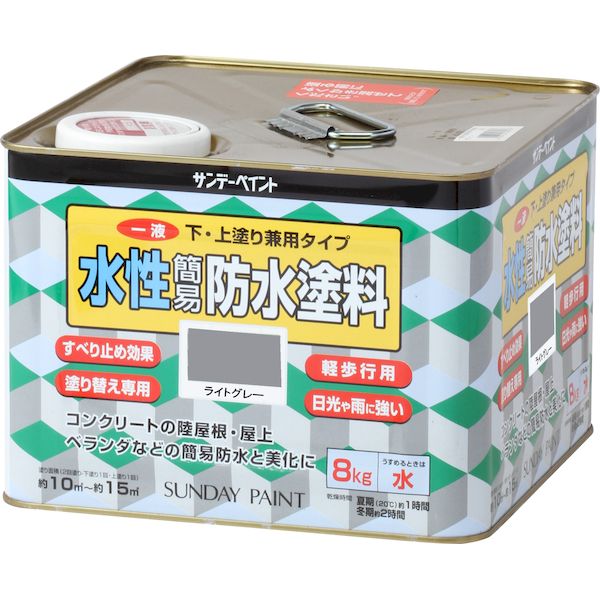 【商品説明】●縦（mm）：235●横（mm）：235●高さ（mm）：175●重量（kg）：約8.7用途●コンクリート陸屋根、屋上、ベランダなどの簡易防水と美化に特長●専用プライマー不要の一液タイプで取り扱いが簡単。●アクリルゴムの優れた弾性...