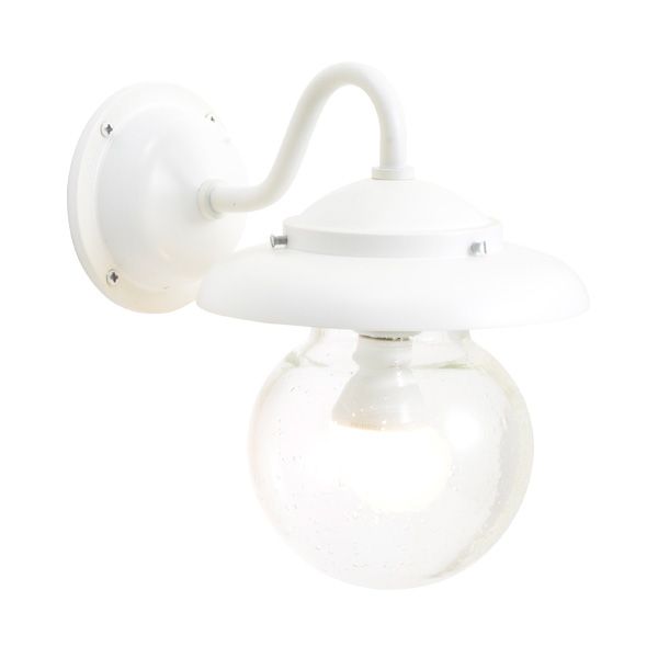 ●特徴：真鍮製のポーチライト（マリンライト・マリンランプ）です。優雅にカーブするブラケットアームに繋がる大きめのカサと電球の形をしたガラスの絶妙なバランスがレトロなデザインに仕上がりました。泡入りガラスが映し出す壁面の灯りと影は幻想的な雰囲...