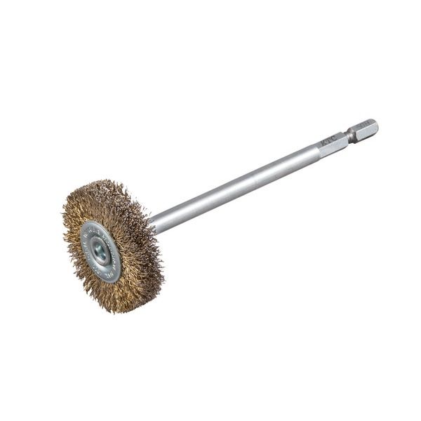 【商品説明】●差込角()：1/4(6.35mm)●ブラシ径(φmm)：50●全長(L1；mm)：135●ブラシ長さ(L2；mm)：10●重量(g)：140●六角軸でポリッシャを確実に固定できるから、使用する動力工具の最大の力で使用でき、作業...