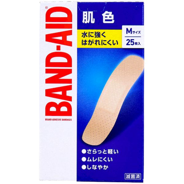 【商品説明】【一般医療機器】救急絆創膏 単回使用販売名：バンドエイド fe医療機器届出番号：13B3X10349000004【サイズ】テープサイズ：76mm×19mmパッドサイズ：25mm×13mm水に強く はがれにくい！さらっと軽い、ムレ...