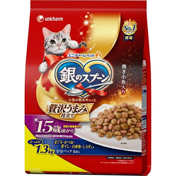【商品説明】お魚のうまみたっぷり。かつお節・挽き小魚入りの豊かなおいしさ。15歳頃からの愛猫に適した栄養バランス。＜総合栄養食＞【 原材料 】穀類（トウモロコシ、コーングルテンミール、小麦粉、パン粉）、肉類（ポークミール、ビーフミール、チキ...