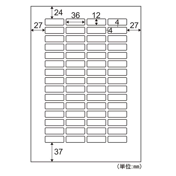 【商品説明】●いろいろなプリンタで使用できる再剥離ラベルです。かるくはがせてふせん感覚で使えます。●レーザ・インクジェット・コピー対応●入数：20●用紙サイズ：A4（210×297mm）●ラベルサイズ：36×12mm●面付：60 面●厚さ：...
