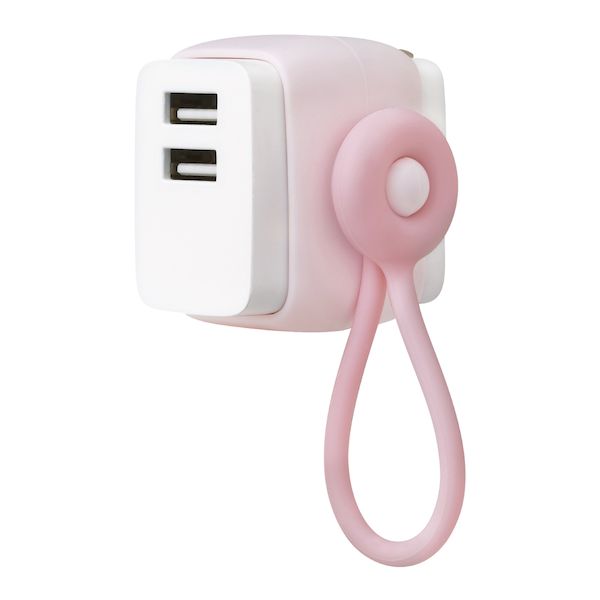 【商品説明】●サッと持ち運んで充電できる、USB充電器●使い方いろいろ！ケーブルリング付●2台同時に充電できる！2つのUSBポート付●最大出力2.4Aで、急速充電可能！●スマートIC機能付外出先でも、家の中でも、サッと持ち運んで充電できる！...