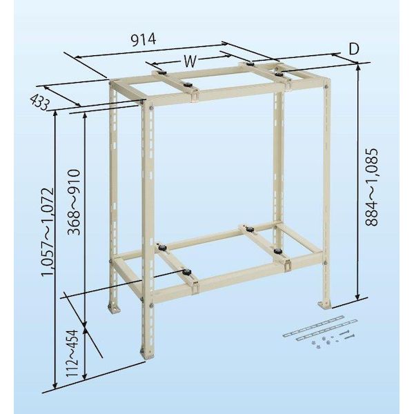 【商品説明】●用途：二段・平地高置用●使用荷重：80kg×2●仕上げ：ZAM鋼板+粉体塗装仕上げ●エアコン固定寸法（mm）：W400〜785 D200〜380●エコキュート用に最適。幅・奥行広めタイプ。類似商品はこちら日晴金属 C-WJ-H...