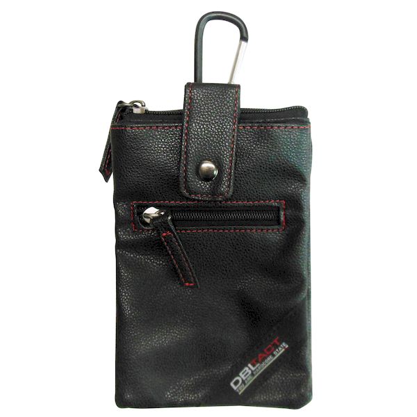 【商品説明】●なめらかな手触りと光沢が特徴の高級感のあるPU LEATHER仕様！●簡易工具や携帯電話などの収納に。●スマホ2台持ちに対応。●カラビナ付。●サイズ：H190×W110×D30mm ●重量：115g ●カラー：ブラック