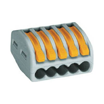 【商品説明】【特長】単線より線をレバー操作でワンタッチ接続できます。工具不要で非常に便利です。【用途】電線の接続と分岐に。【仕様】色：オレンジ差込線数(本)：5適合電線(より線)(m［［M2］］)：0.08〜3.5適合電線(単線)(mm)：...