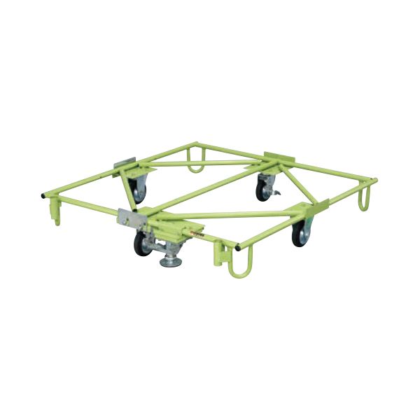 サカエ072-895-0200【商品説明】●樹脂パレット専用の台車でハンドパレットがいりません。フロアストッパー付で、任意の位置に台車をロックする事が出来ます。●間口W×奥行D×高さH(mm)：1105×1145×193●均等積載荷重(kg...