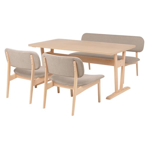 【商品説明】●空間が広く感じられる低めのダイニングセット。なめらかな手触りの天然木を贅沢に使用しており、明るく繊細な木目を楽しめます。●商品サイズ（外寸）：テーブル:(約)幅145×奥行80×高さ65cm、チェア:(約)幅62×奥行65×高...